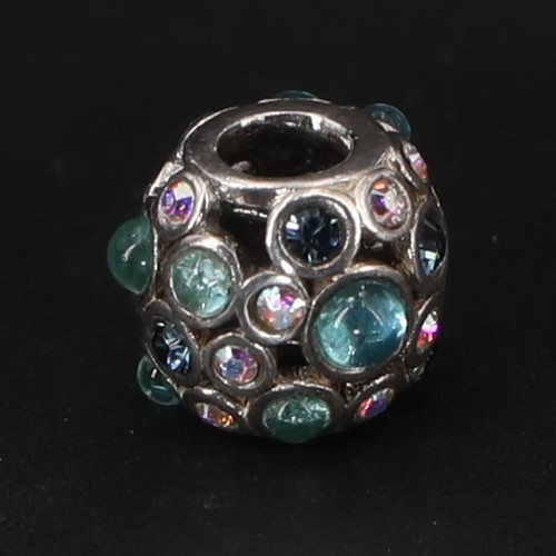 Sterling Silver - CHAMILIA Blue Crystal Pave Ball Bracelet Charm Bead ...