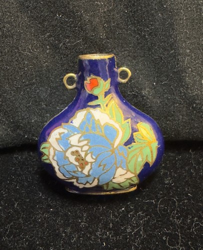 Vintage Mini Chinese Cloisonné Vase Blue Enamel Brass Floral Decor ...