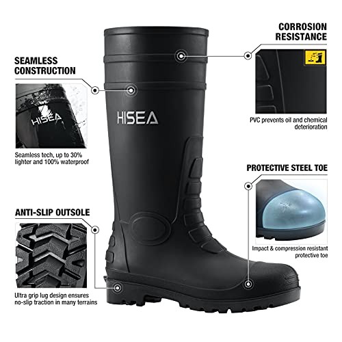 Men's Steel Toe Rain Boots PVC Rubber Boots, Waterproof Garden Fishing ...