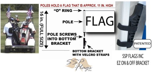 RANGER Golf Cart Flag with SSP Flags EZ On & Off Bracket | eBay