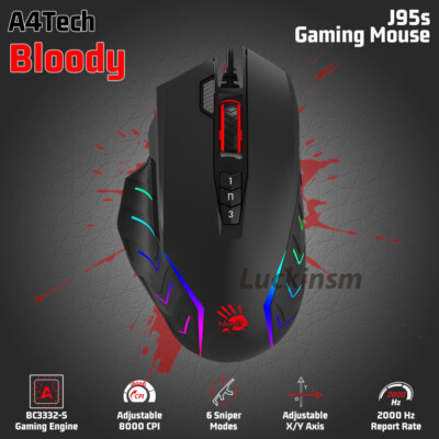 A4Tech Bloody Gaming Mouse J95s Activated version Wired Programmable ...