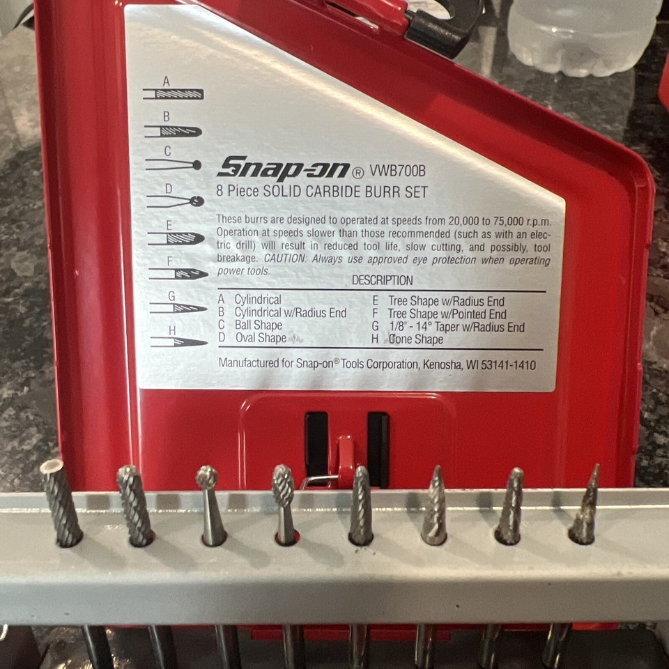 Snap On Solid Carbide Burr Set VWB700B | eBay