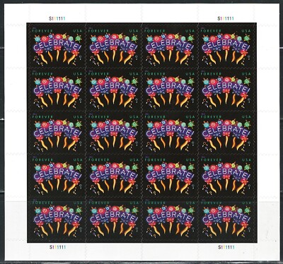 Mint US Neon Celebrate Pane of 20 Forever Stamps Scott# 4502 (MNH) | eBay