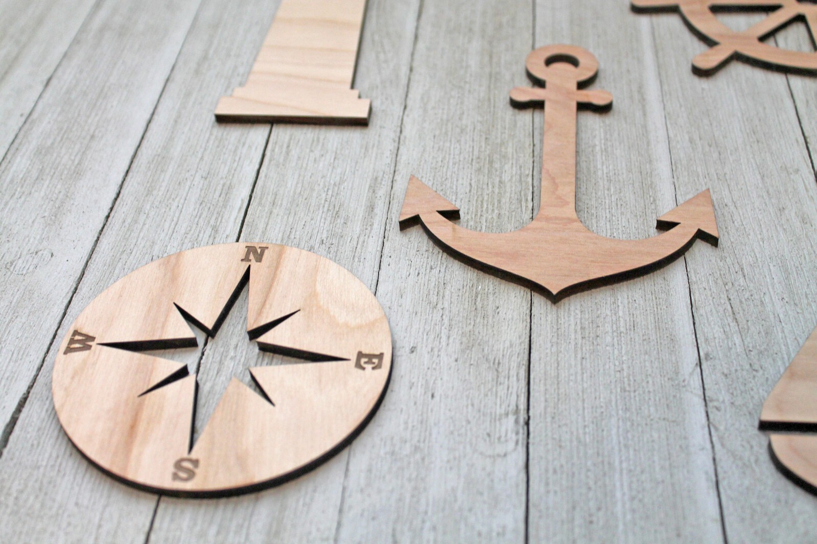 5 Nautical Unfinished Wood Cutout Shapes Crafts Sail Boat Anchor Ship ...