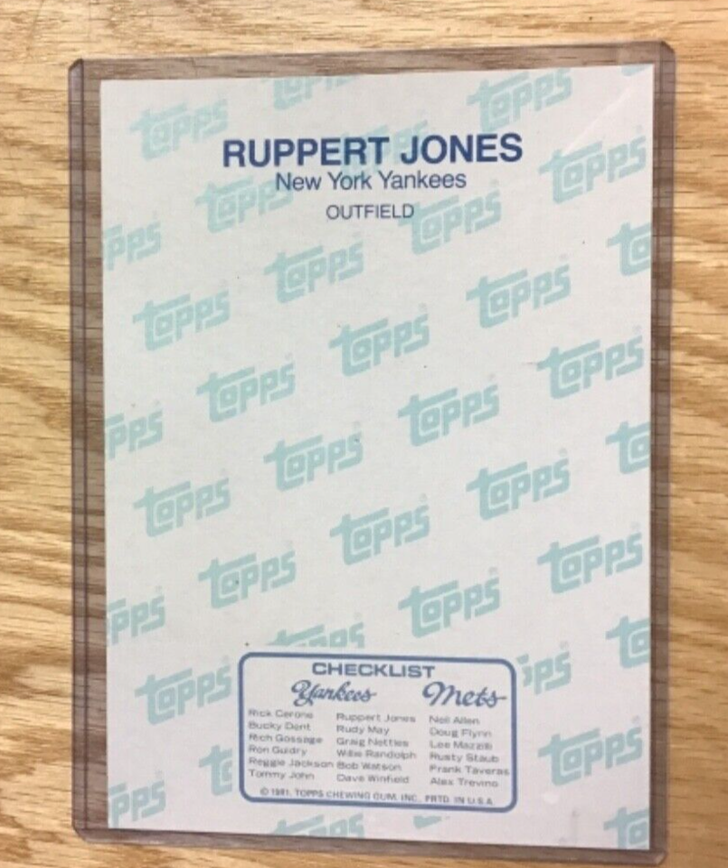 1981 Topps Baseball 5x7 Big Card Rupert Jones New York Yankees | eBay