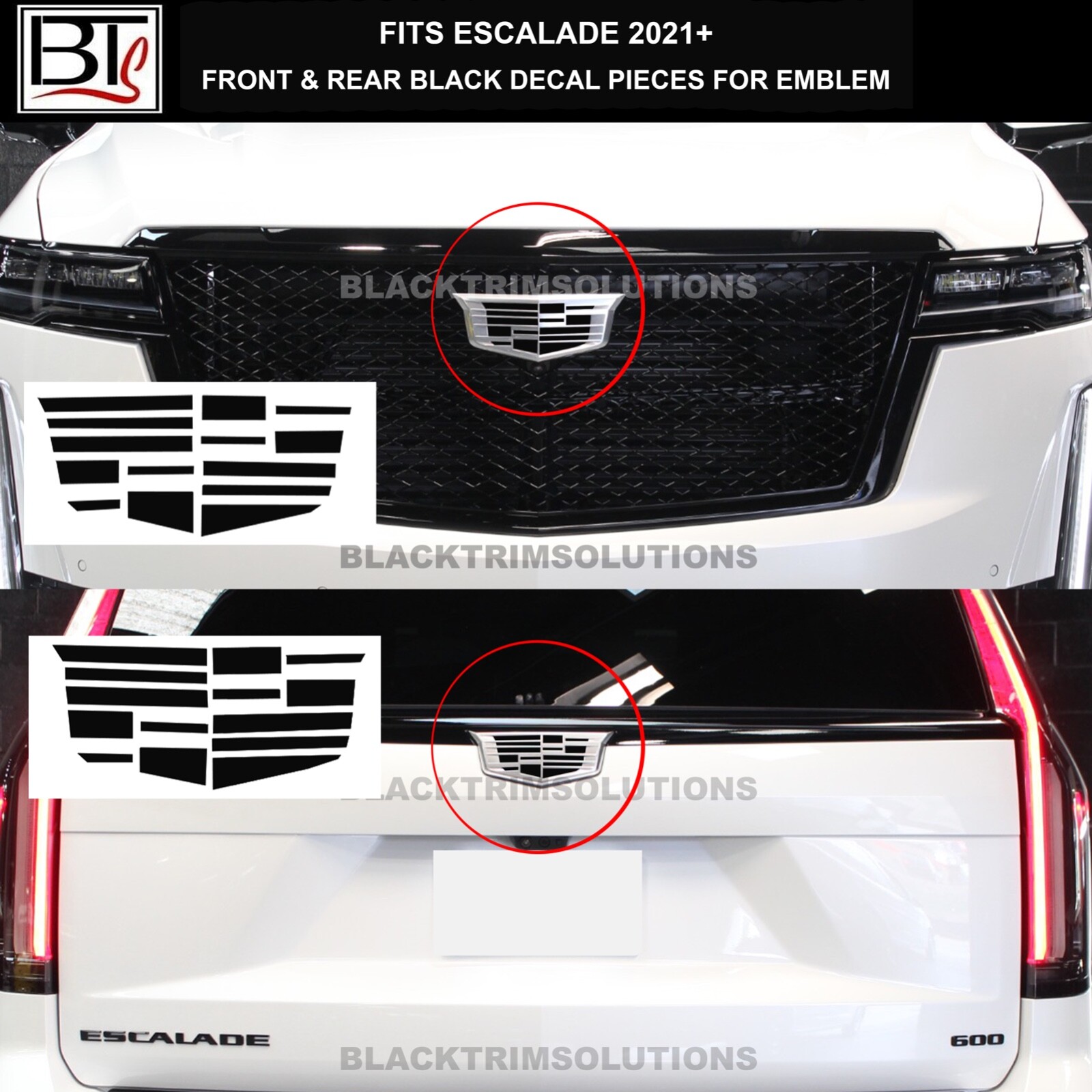 For 2021 2022 2024 Cadillac Escalade Black Front Rear Vinyl DECAL Fit ...