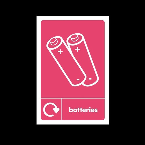 Batteries Waste Recycling - Plastic Sign or Sticker - All Sizes ...