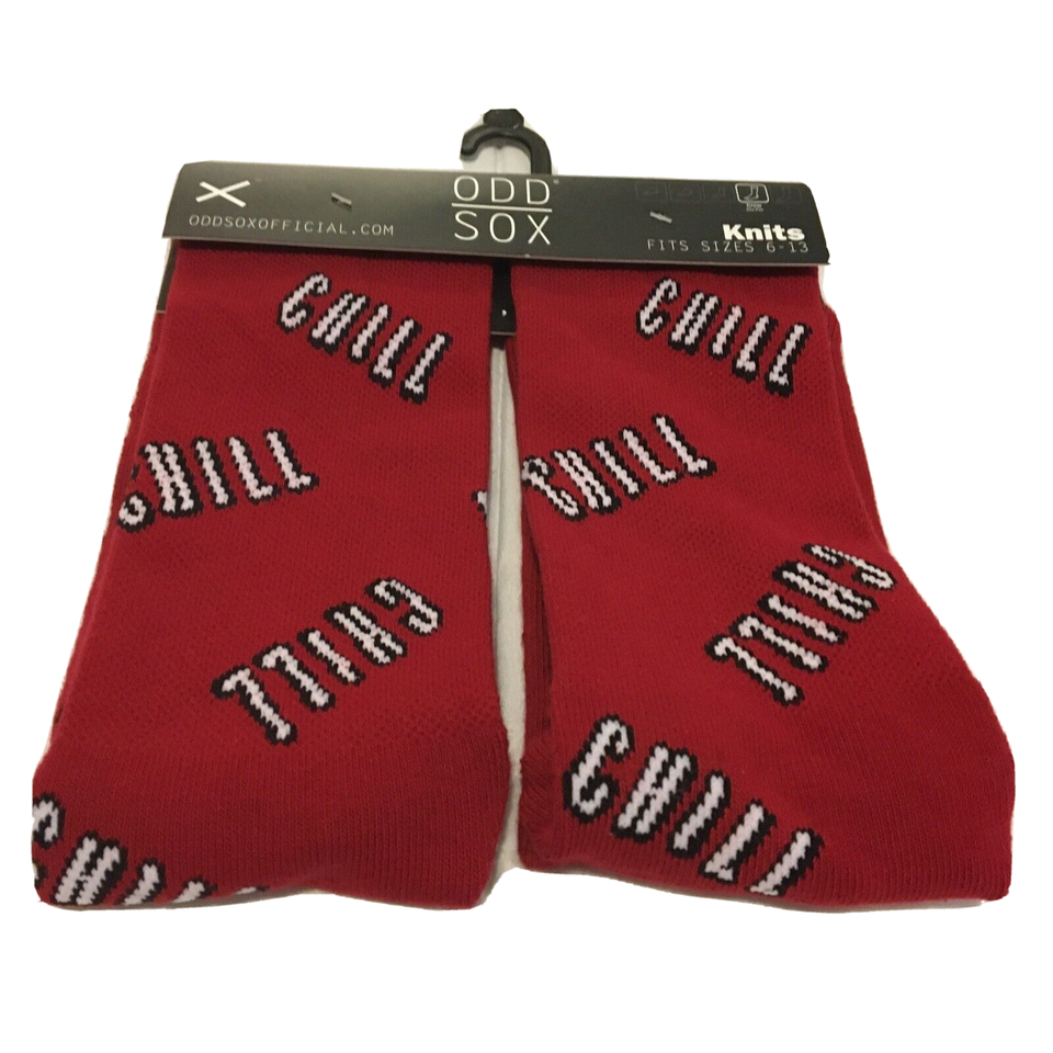 Odd Sox Knits CHILL Red Novelty 1 Pair Crew Socks Fits Sizes 6-13 NWT ...