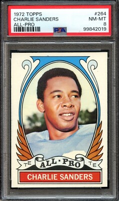 1972 Topps Tough High #264 Charlie Sanders All Pro PSA 8 Detroit Lions ...