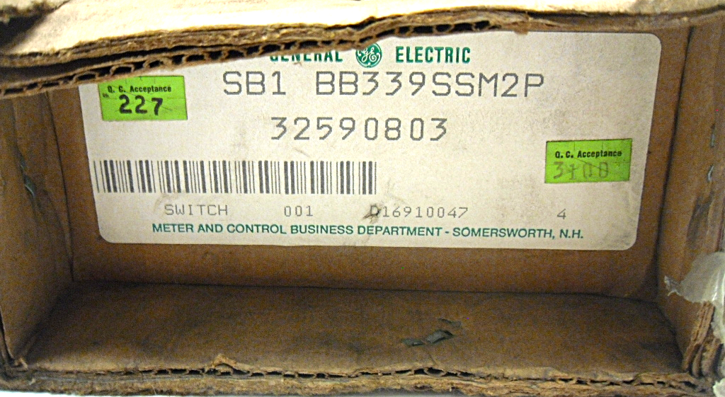 NEW SEALED GENERAL ELECTRIC SB1 BB339SSM2P ROTARY CONTROL SWITCH SB-1 ...