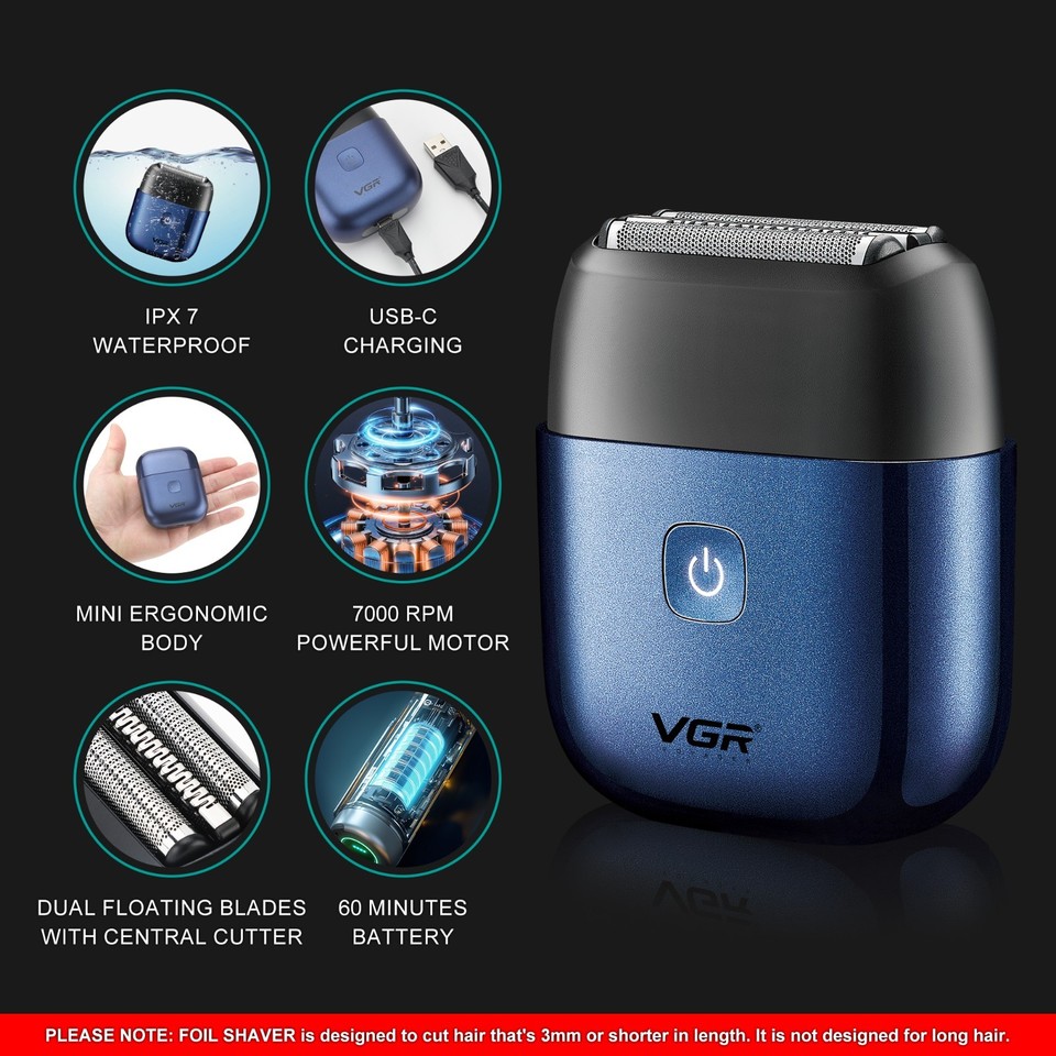 VGR Mini Electric Foil Shaver for Men – Compact Travel Razor – Pocket ...
