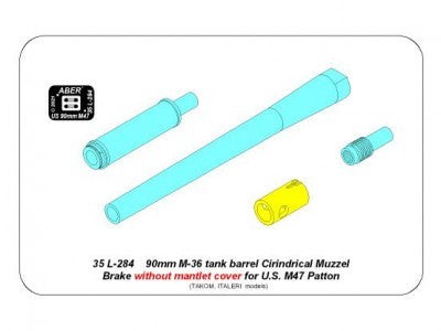 Aber 1/35 US 90mm M36 barrel cyindrical Muzzle Brake w/o mantlet cover ...