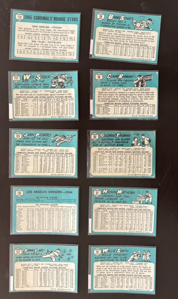 1965 TOPPS 20 CARD LOT VG EX MCDOWELL CRANDALL FAIRLY | eBay