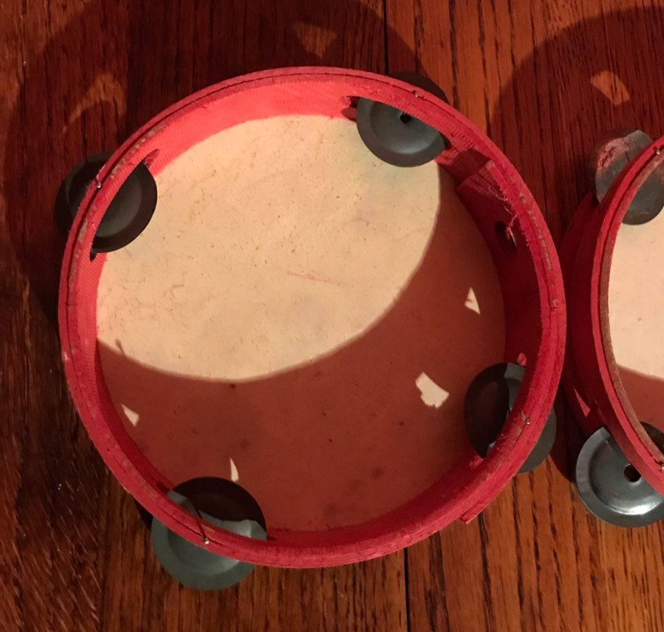 VINTAGE SPANISH THEMED SET OF 2 HAND-PAINTED TAMBOURINES & FLORAL LACEY ...