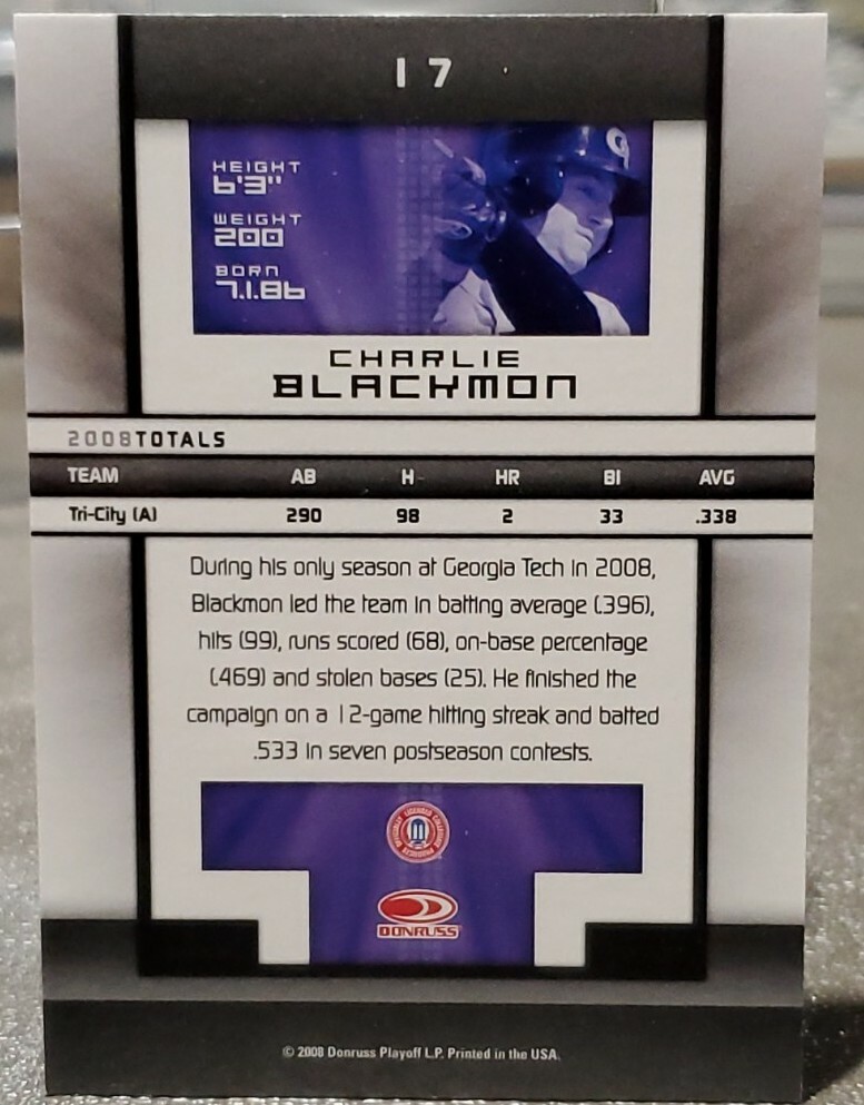 2008 Donruss Elite Extra Edition #17 Charlie Blackmon RC Rookie Rockies ...
