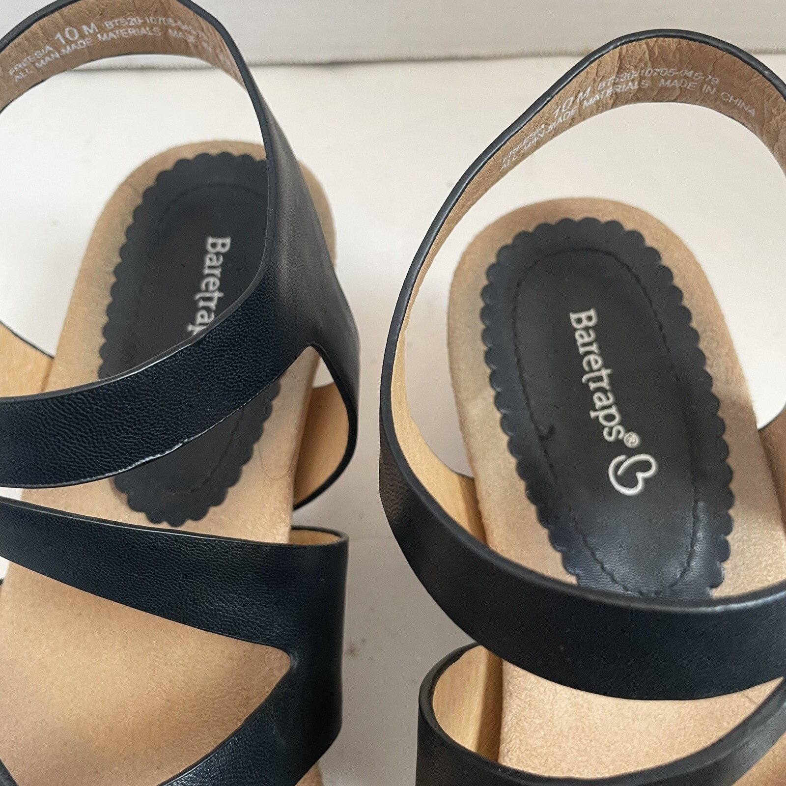 Baretraps Freesia Cork Wedge Sandals Black Adjustable… - Gem