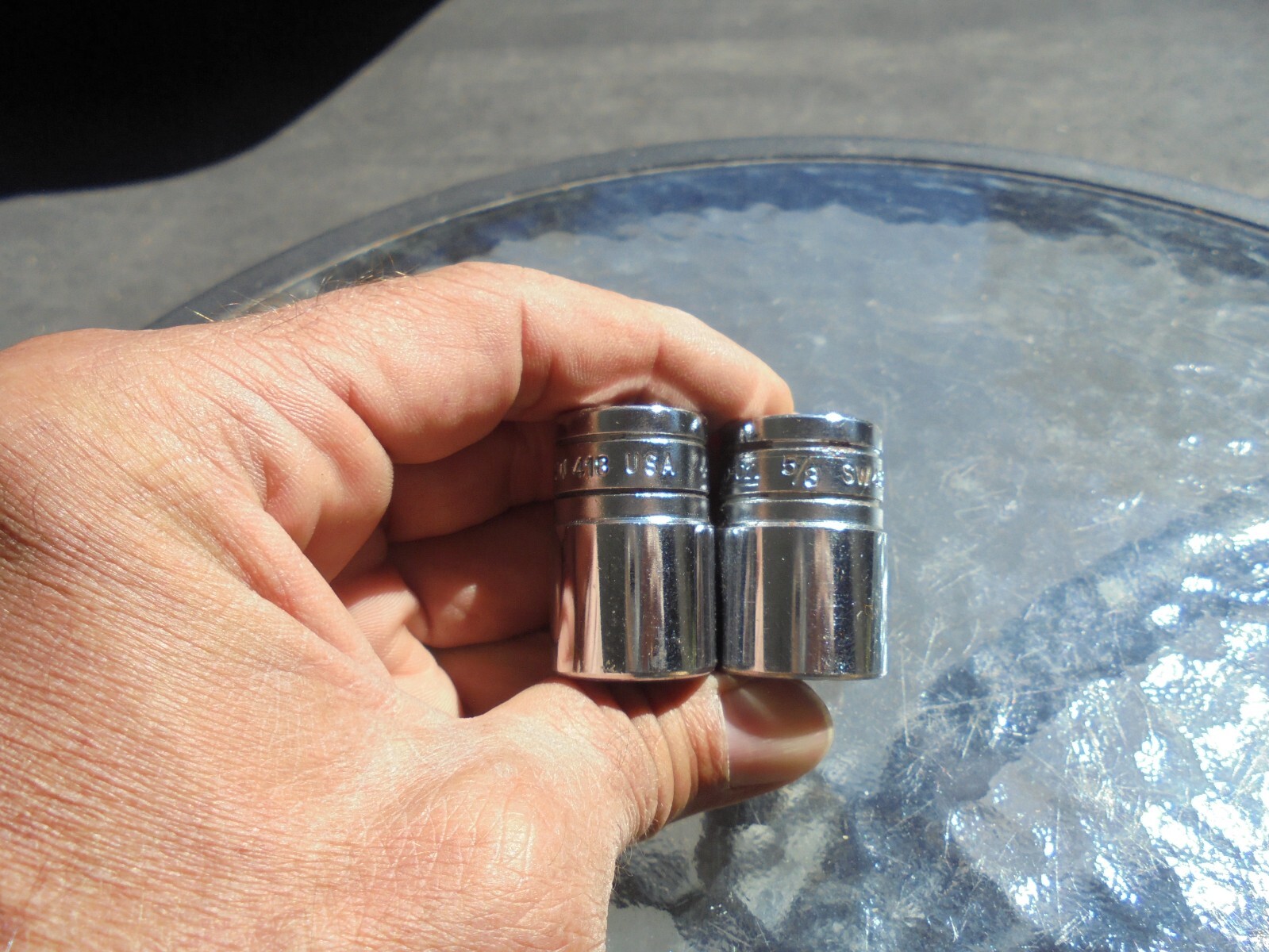 2 Snap On 1/2" Drive 8PT Chrome Double Square Sockets SW420 5/8" and ...