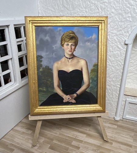 Miniature Dollhouse Room Box Art Princess Diana Gold Frame Handmade | eBay