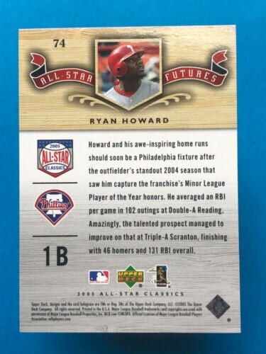2005 Upper Deck All Star Classics Ryan Howard #74 | eBay