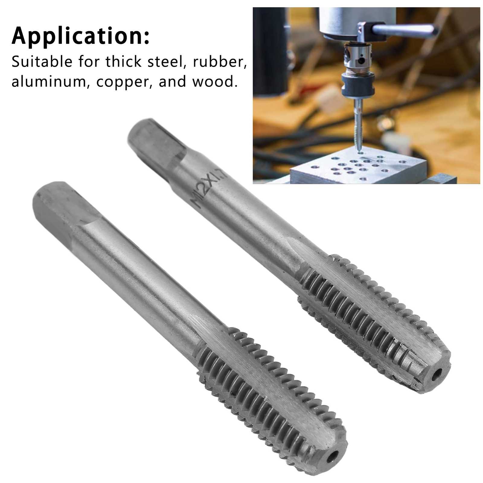 *2pcs High Speed Steel Metric Thread Tap Straight Flutes Thread Tapping ...