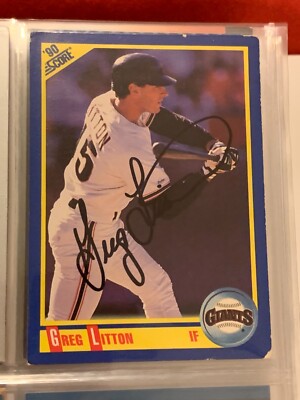 GREG LITTON AUTOGRAPHED SIGNED 1990 SCORE CARD SAN FRANCISCO GIANTS COA ...
