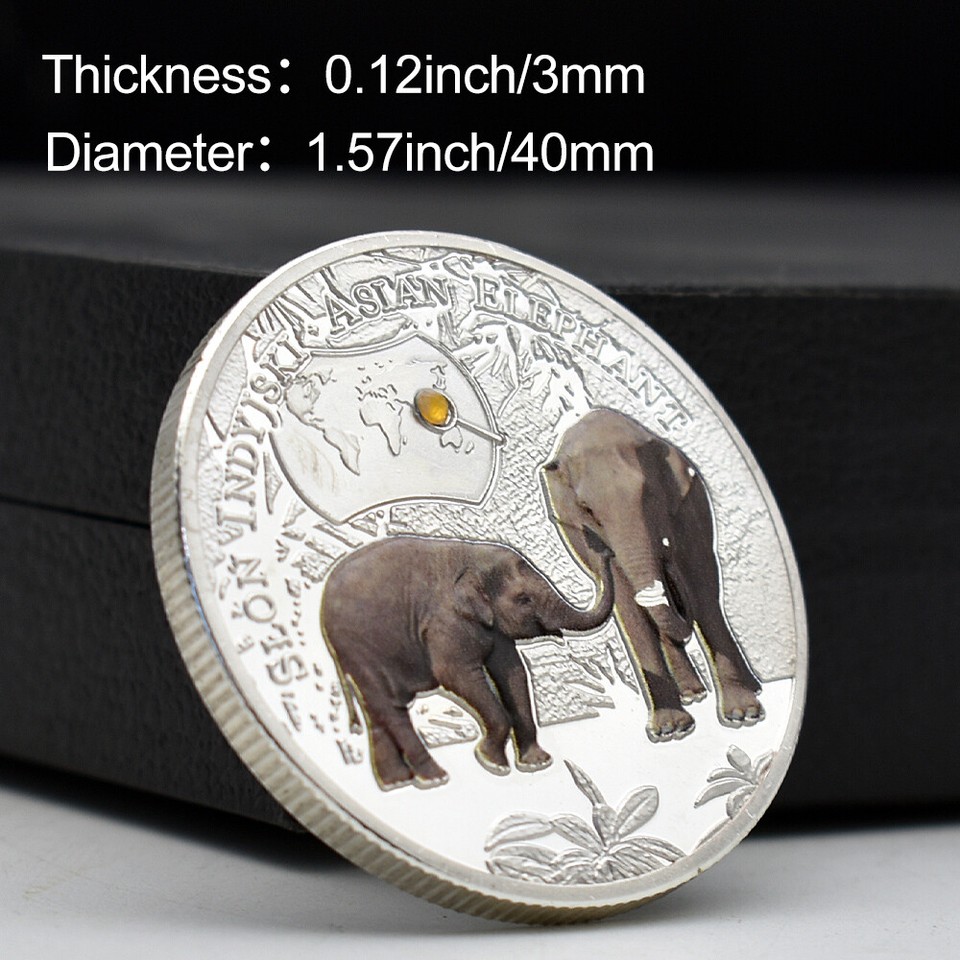Asian Elephant 2014 Zambia Silver Coin Rare Animal Memory Medal Home ...
