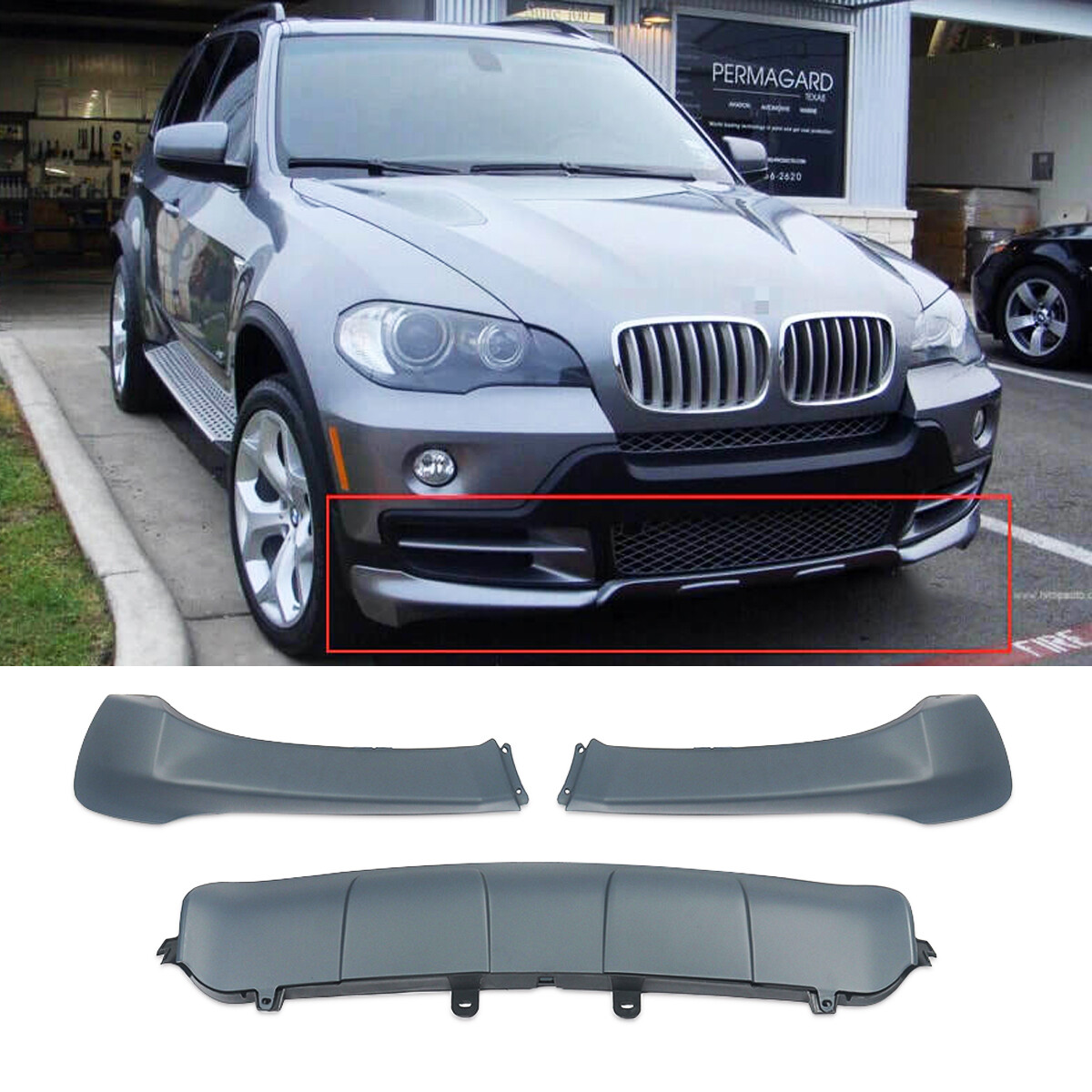 2007-2013 BMW X5 E70 M Sport Front Lip Splitter + Rear Bumper Diffuser ...
