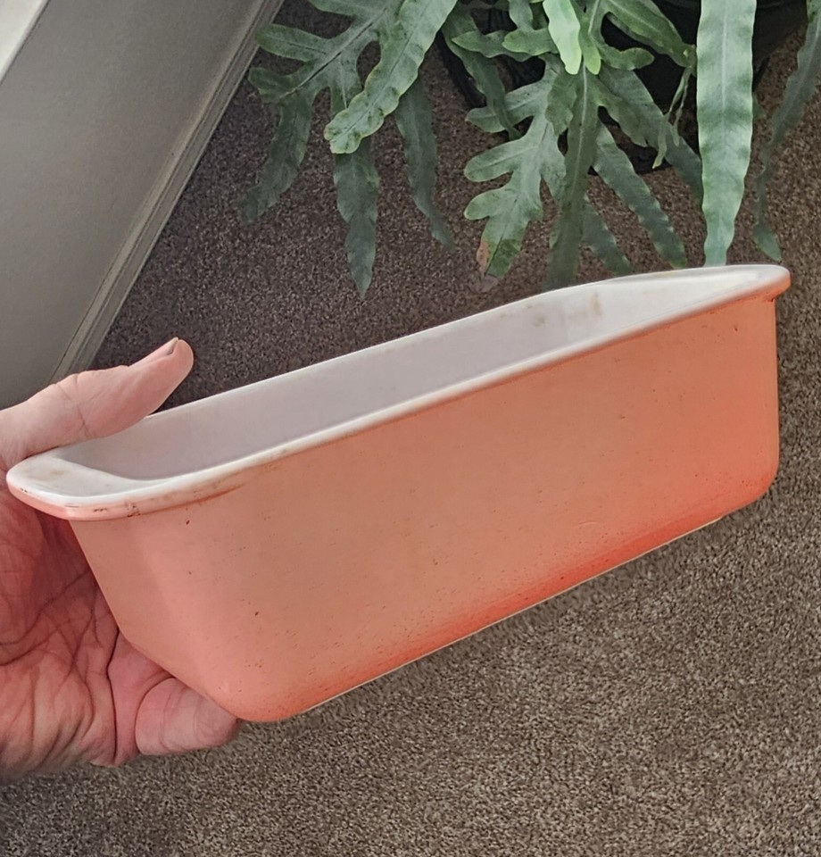 Vintage 1950's Pyrex Desert Dawn #213 Speckled Pink Flamingo Loaf Pan 1 ...