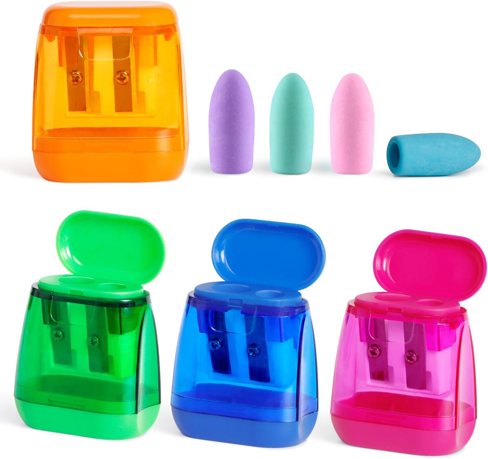 Pencil Sharpeners, Manual Sharpeners & Pencil Top Eraser Set for Colored Pencil | eBay