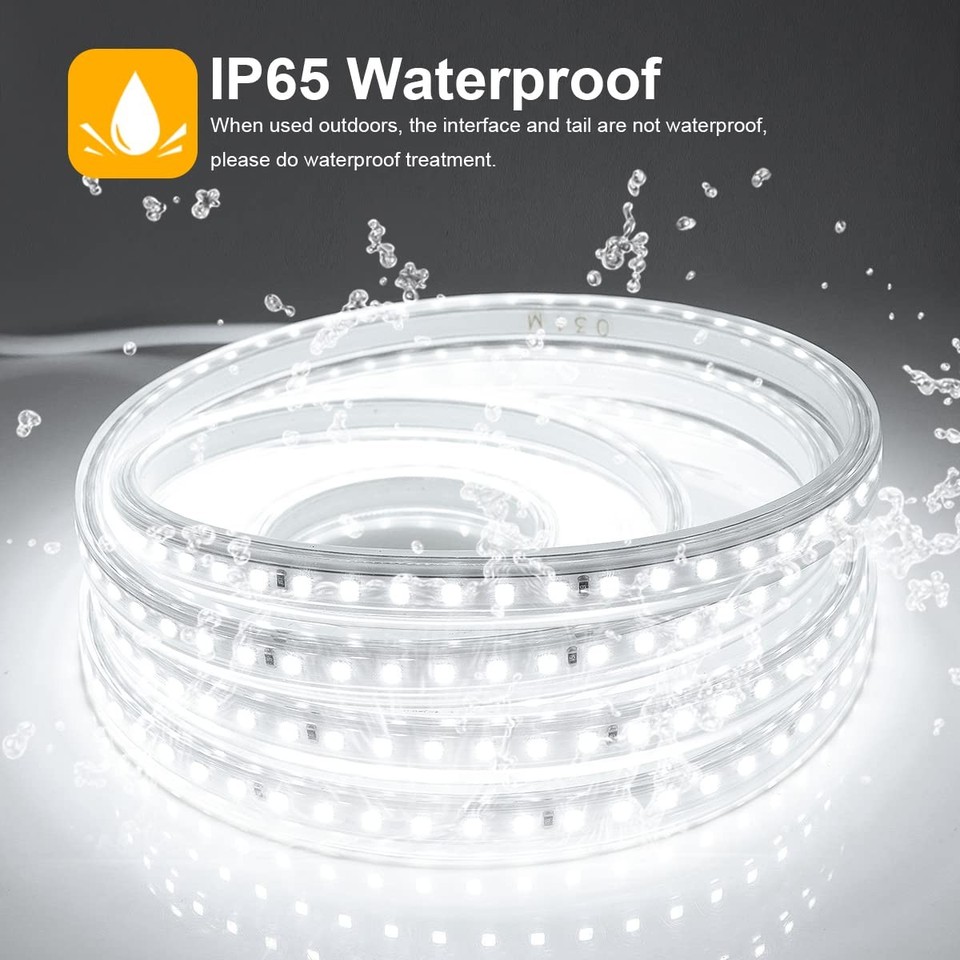 Super Bright Outdoor LED Strip Lights, AC 110V 6500K Flexible LED Rope ...