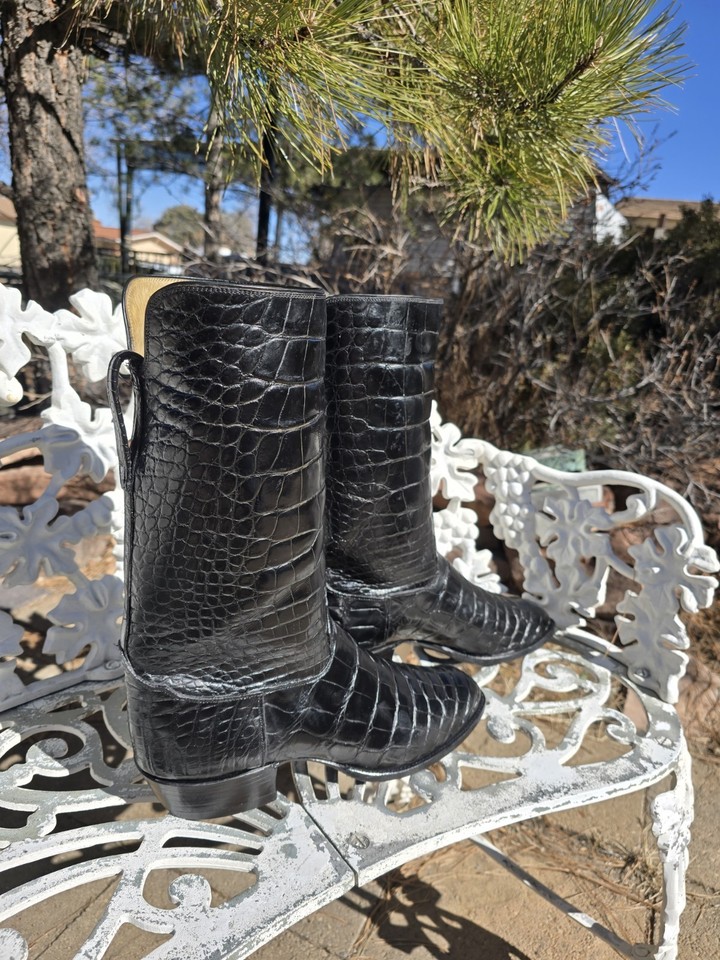 10.5D FULL AMERICAN ALLIGATOR FRENCH TOE EL REY VTG CUSTOM COWBOY ...