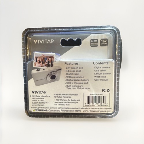 Vivitar PopSnap 2.4" Screen Digital Camera Rechargeable 44MP 1080 HD ...