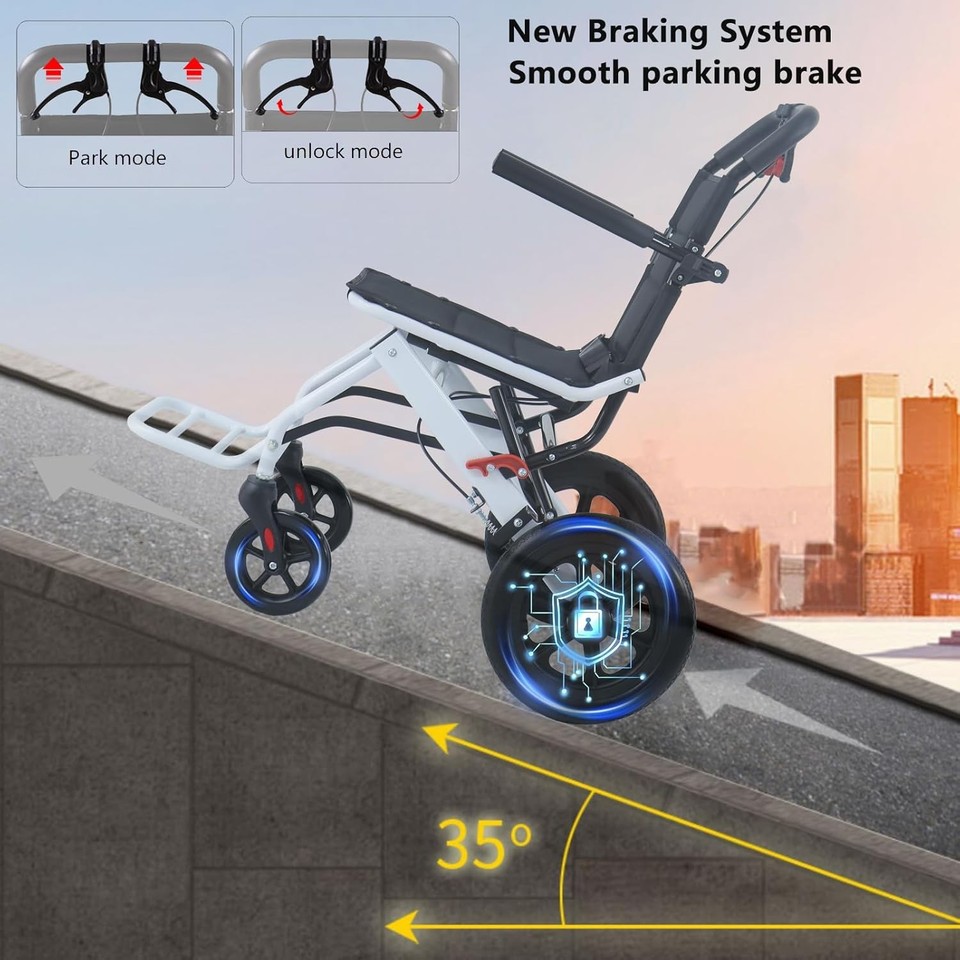Foldable Lightweight Portable Transport Wheelchair Travel Wheelchair ...
