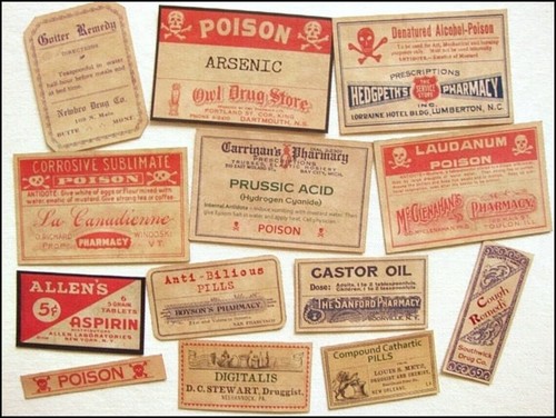 13 POISON Vintage-look APOTHECARY LABELS Halloween Decor/Primitive ...