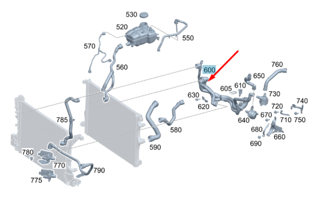 MERCEDES B-class W247 A-class W177 Coolant Hose Pipe A2475010458 for ...
