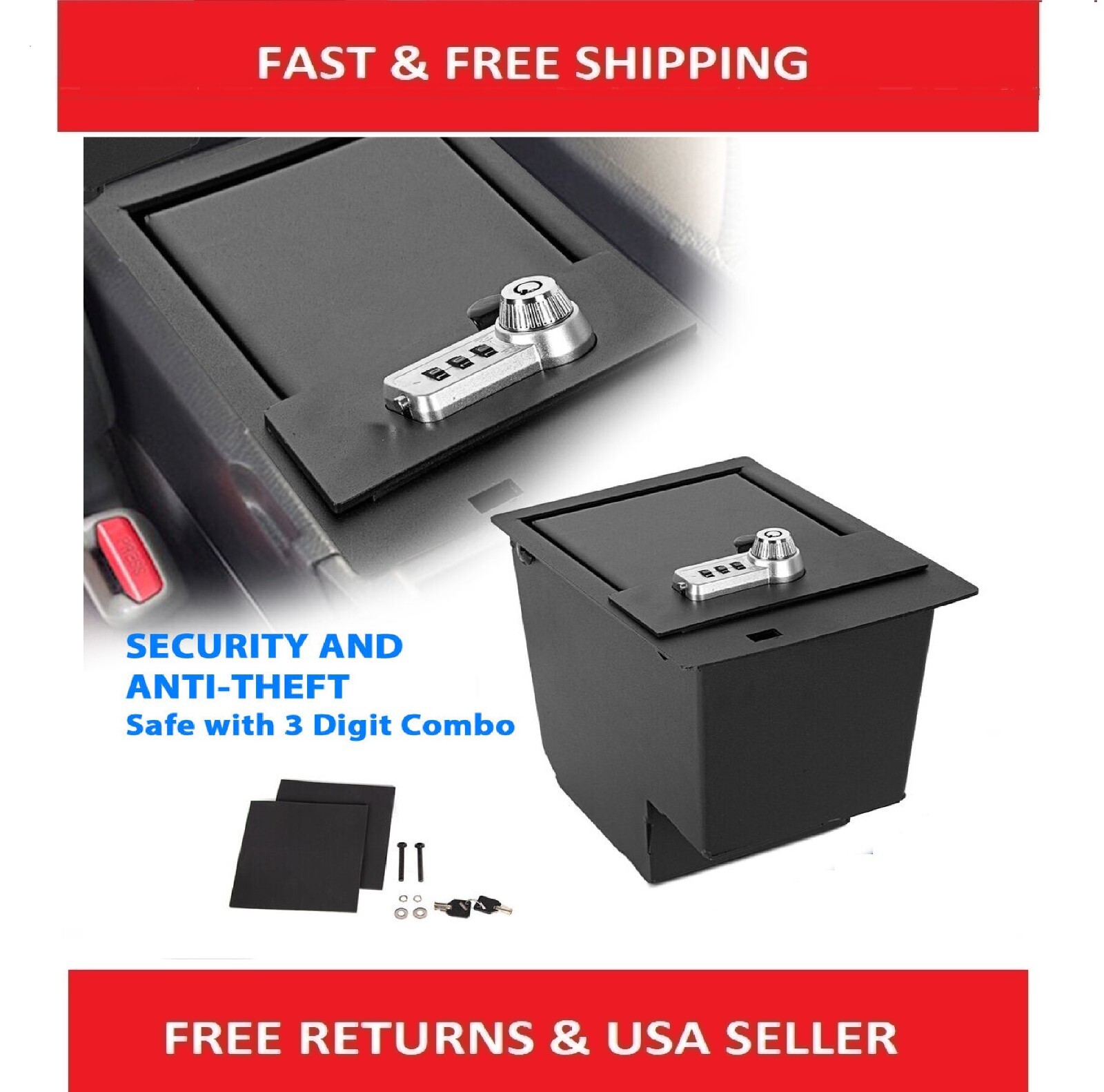 For Toyota 4Runner 4 Door 2014-2024 Center Console Safe Storage w/3 ...