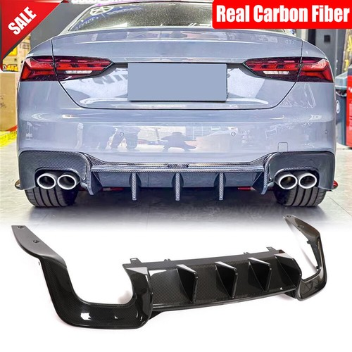 For Audi A5 B9.5 S-line S5 2020-23 Real Carbon Rear Bumper Diffuser Lip ...