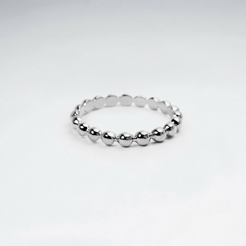 Sterling Silver 925 Ball Beaded Band Stackable Ring Size L | eBay