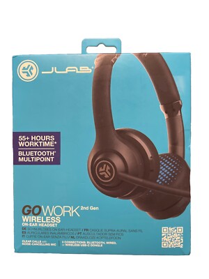 JLab Go Work 2nd Gen Wireless Headsets with Microphone - 55+H Bluetooth ...