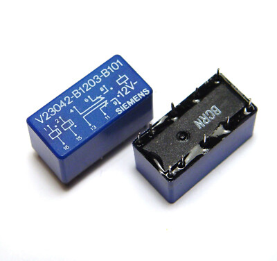 2x Siemens Print-Relais V23042-B1203-B201, 2x UM, Gold/Rhodium, 12V ...