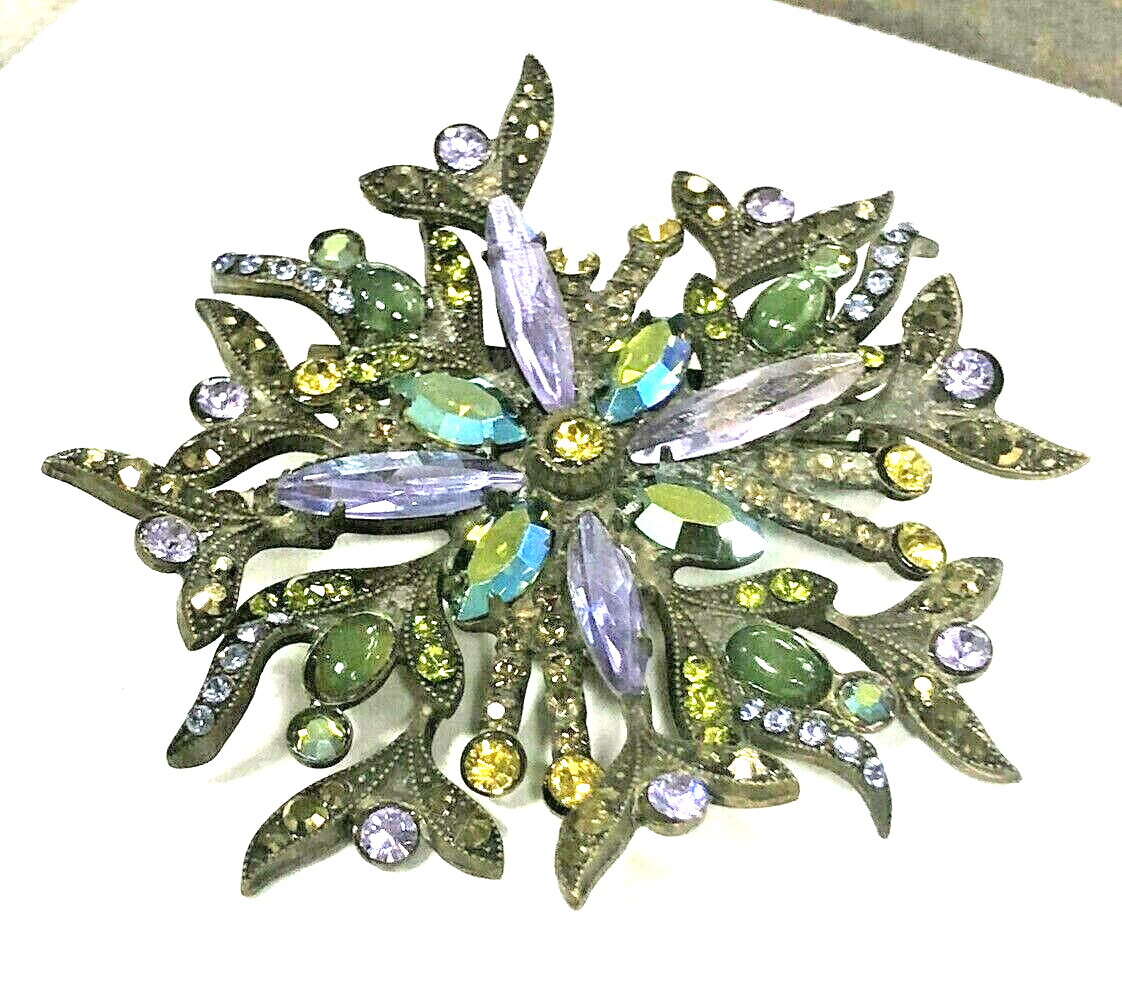 Estate Vintage Costume Signed SORRELLI Brooch Pin Pendant w Multi Color ...