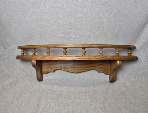 Wooden Vintage Wall Shelf Spindle Railing Rounded Plate Groove Display ...