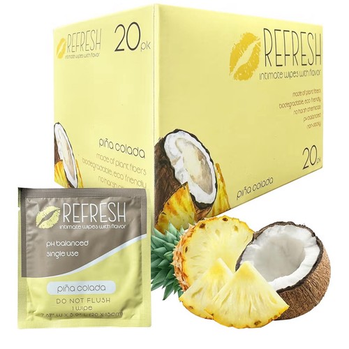 Refresh Flavored Feminine PH Balanced Wipes Pina Colada Flavor For ...