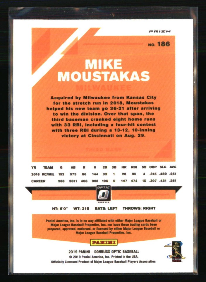 Mike Moustakas 2019 Donruss Optic #186 BASEBALL Card | eBay