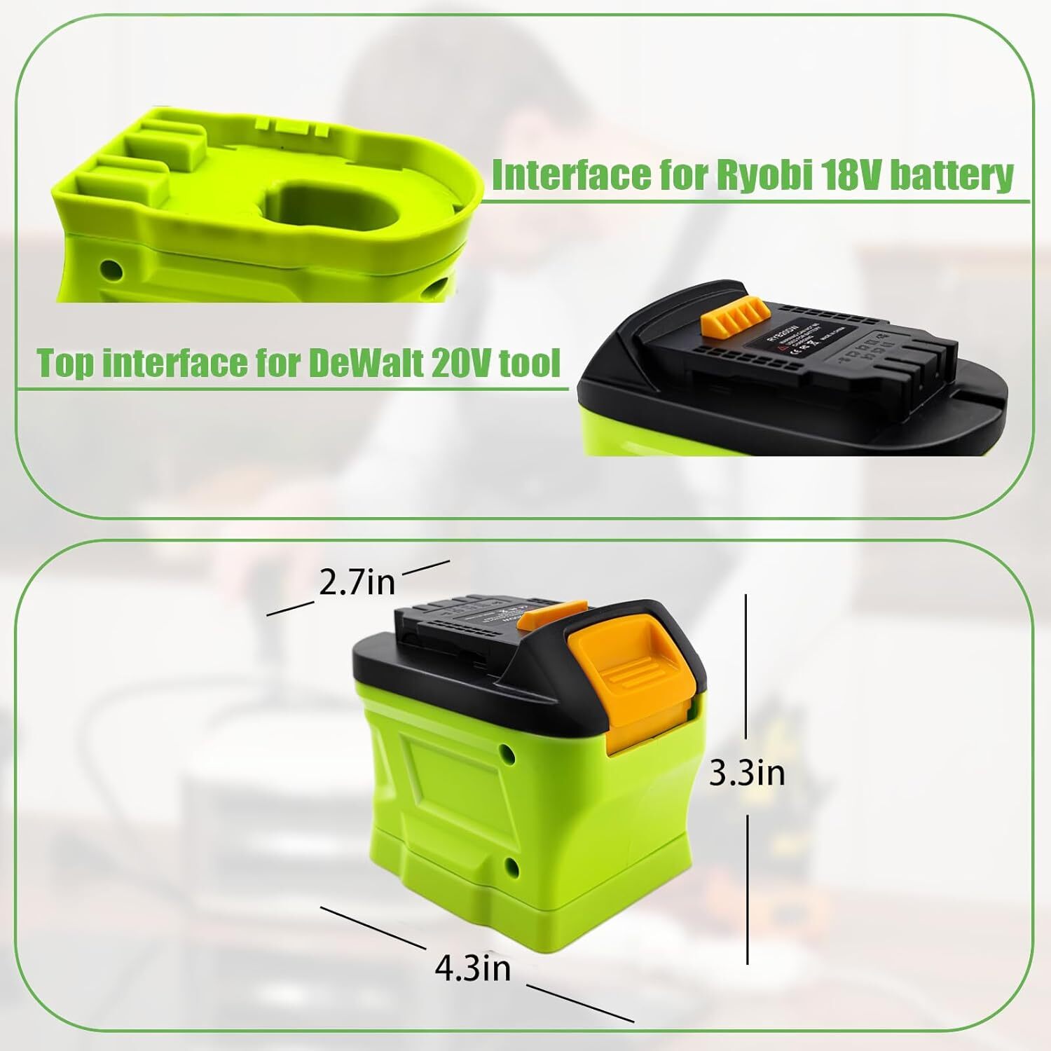Battery Adapter for Ryobi 18V Battery to for Dewalt 20V Power Tool ...
