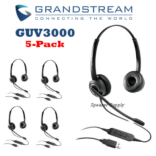 5 Grandstream GUV3000 USB Corded Dual Headset HD Audio Noise Canceling ...