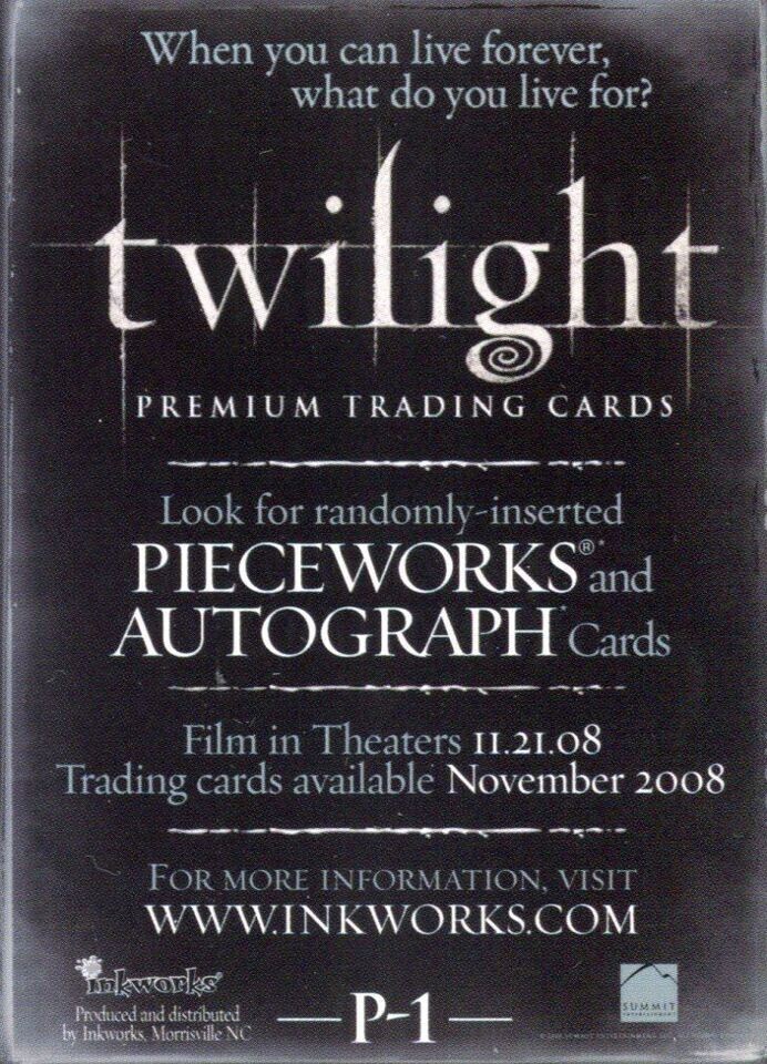 Twilight Premium Promo Card P-1 2008 Inkworks | eBay