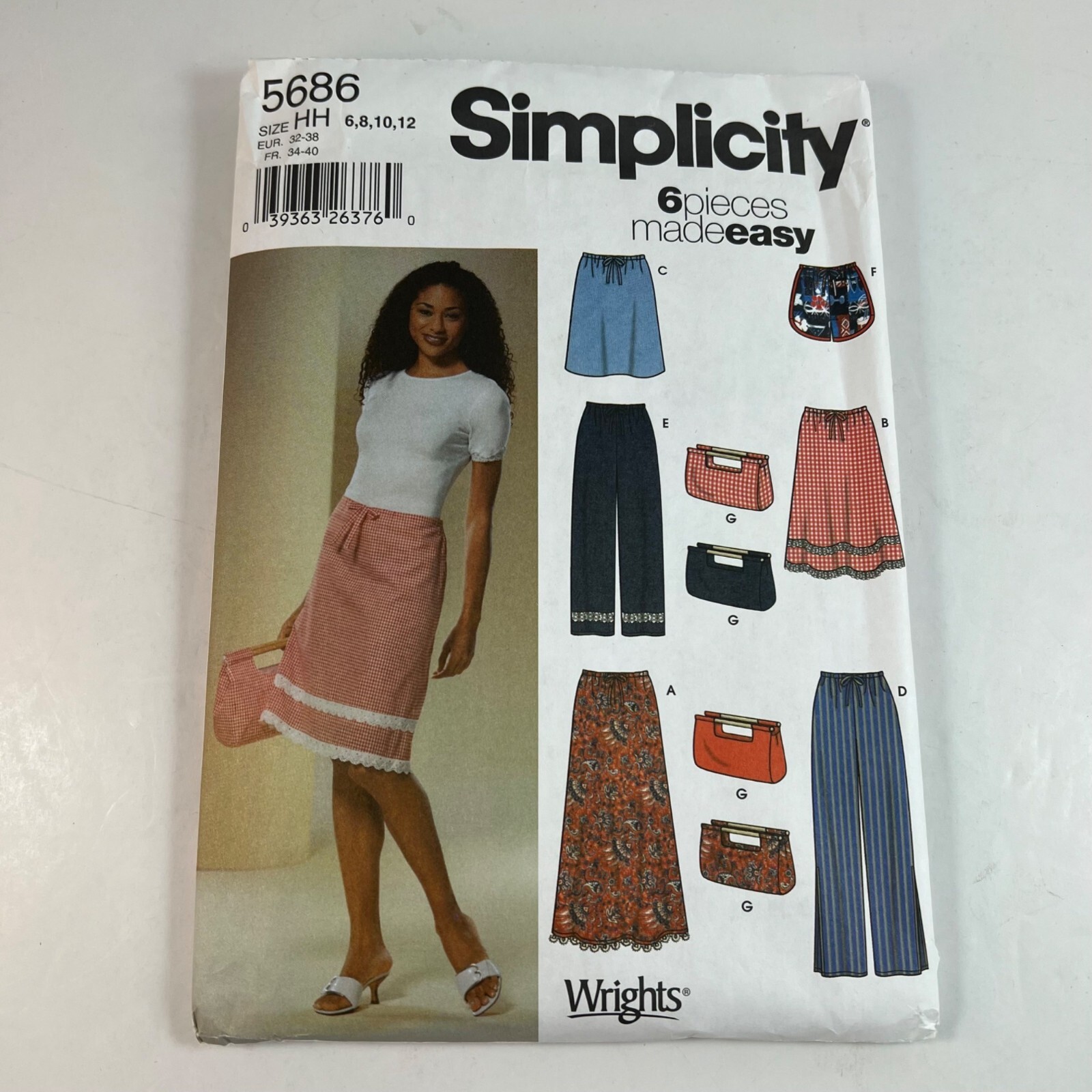 Simplicity 5686 Pattern Pants Shorts Skirt Bag Size 6 8 10 12 HH 6 ...