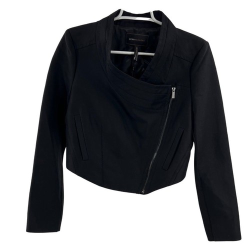 BCBGmaxazria cropped asymmetrical zip moto jacket M black punk emo ...