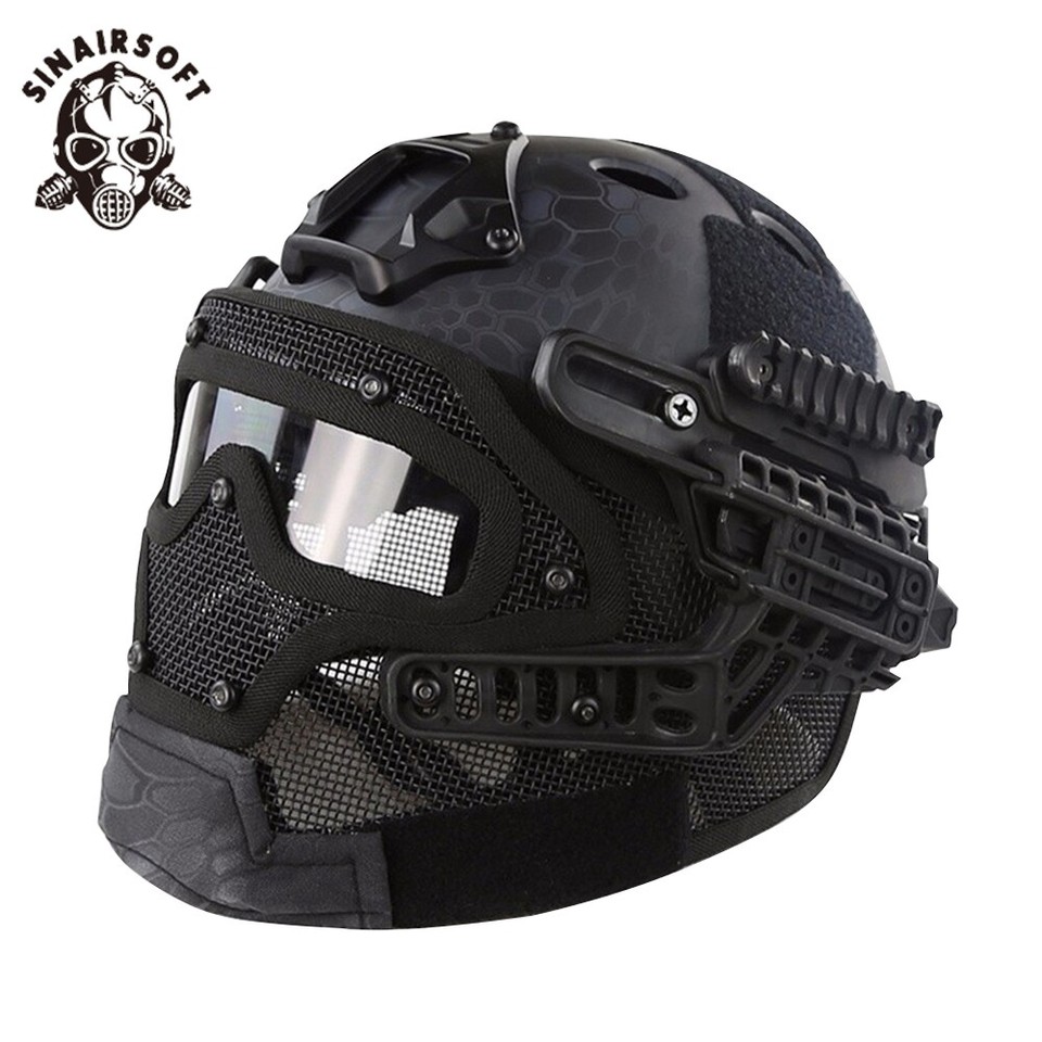 Tactical G4 Helmet Full Face Mesh Mask Goggles Armor Protective PJ FAST ...